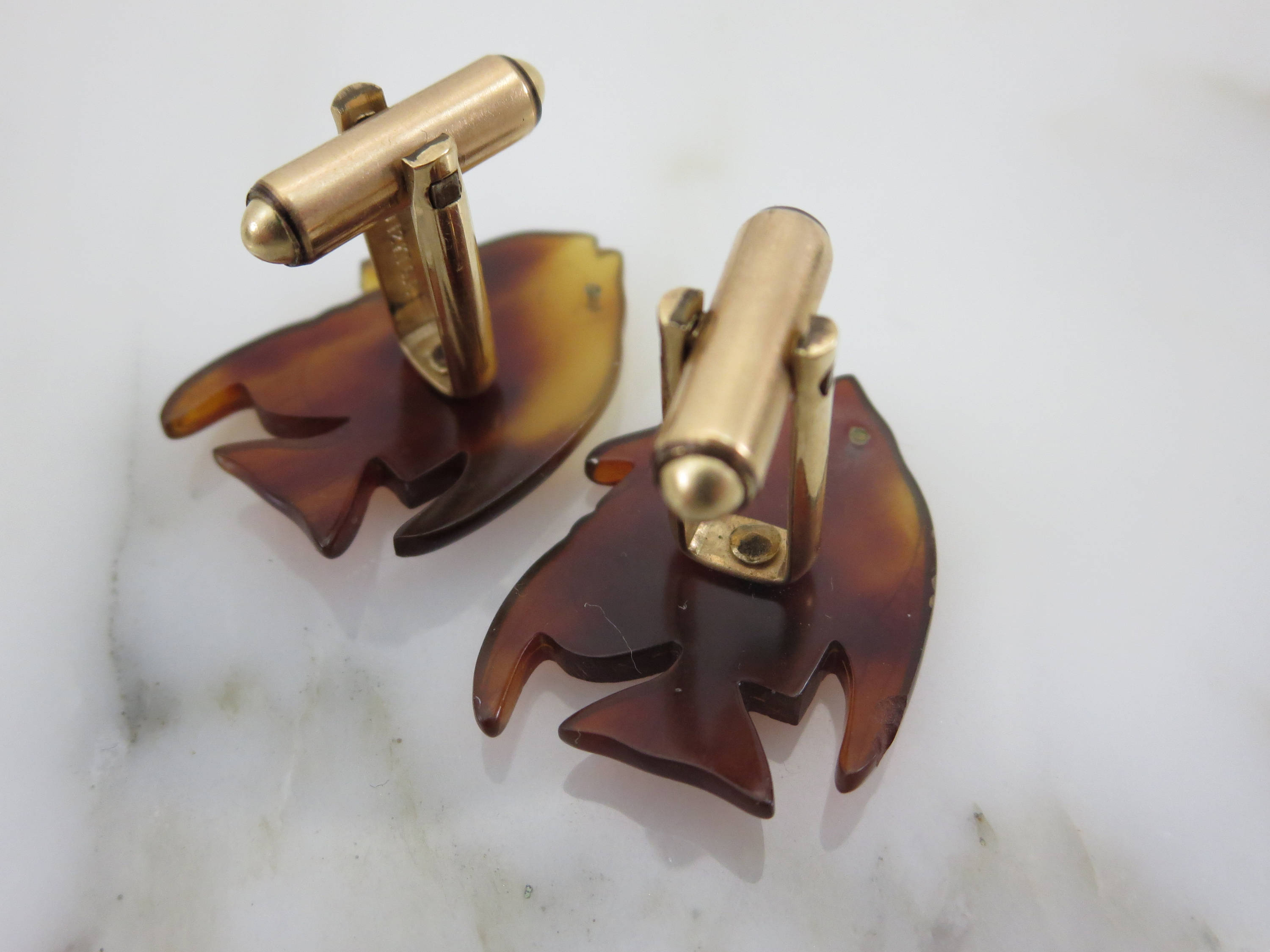 Vintage Fish Cufflinks 12k Gold Fill Mid Century Carved | Etsy