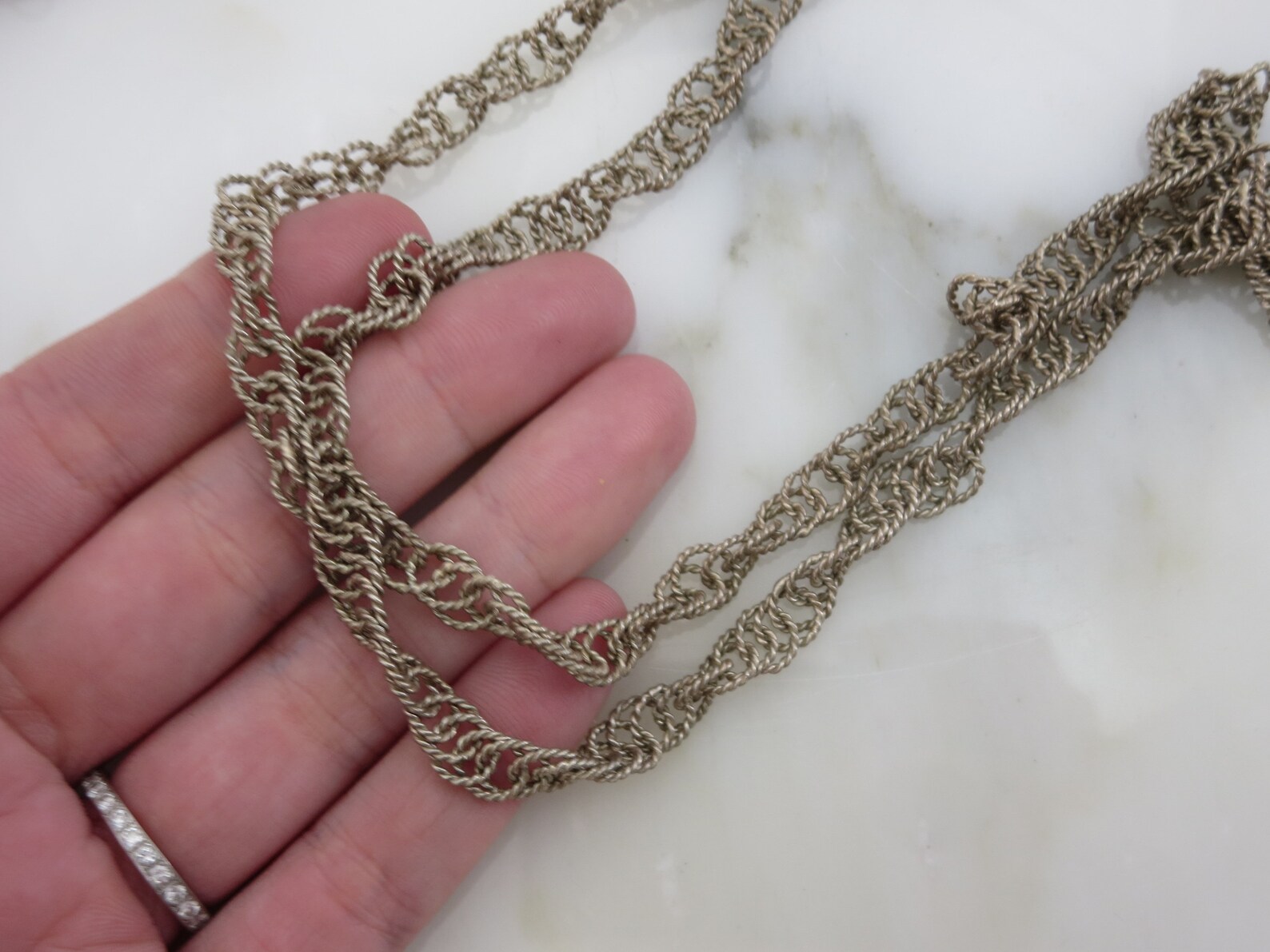 Mexican Wedding Necklace Twisted Silver Rope Chain Long | Etsy