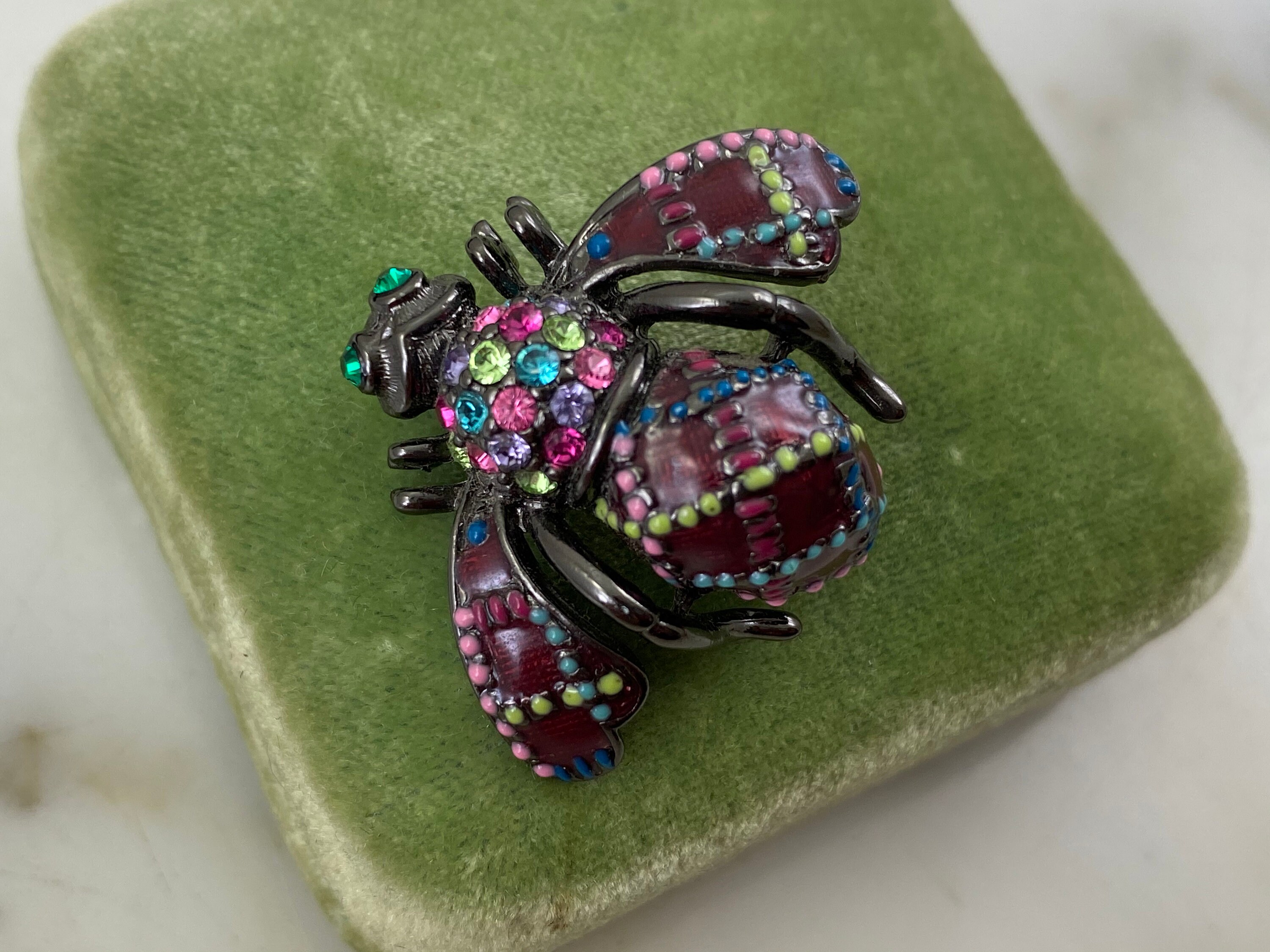 Joan Rivers Jewelry Bee Brooch Maroon Red Enamel and | Etsy