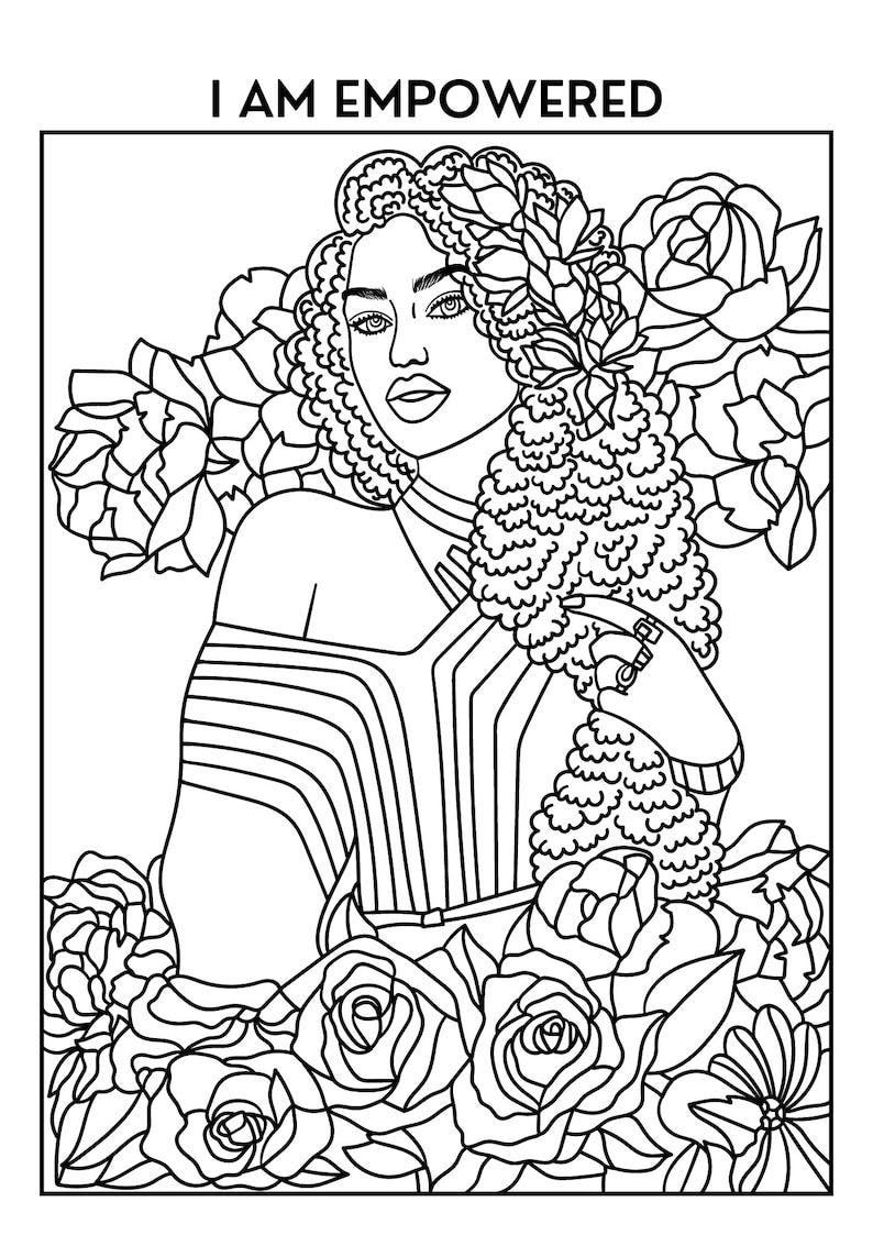 Female Empowerment Coloring Book, Positive Affirmations, Digital ...