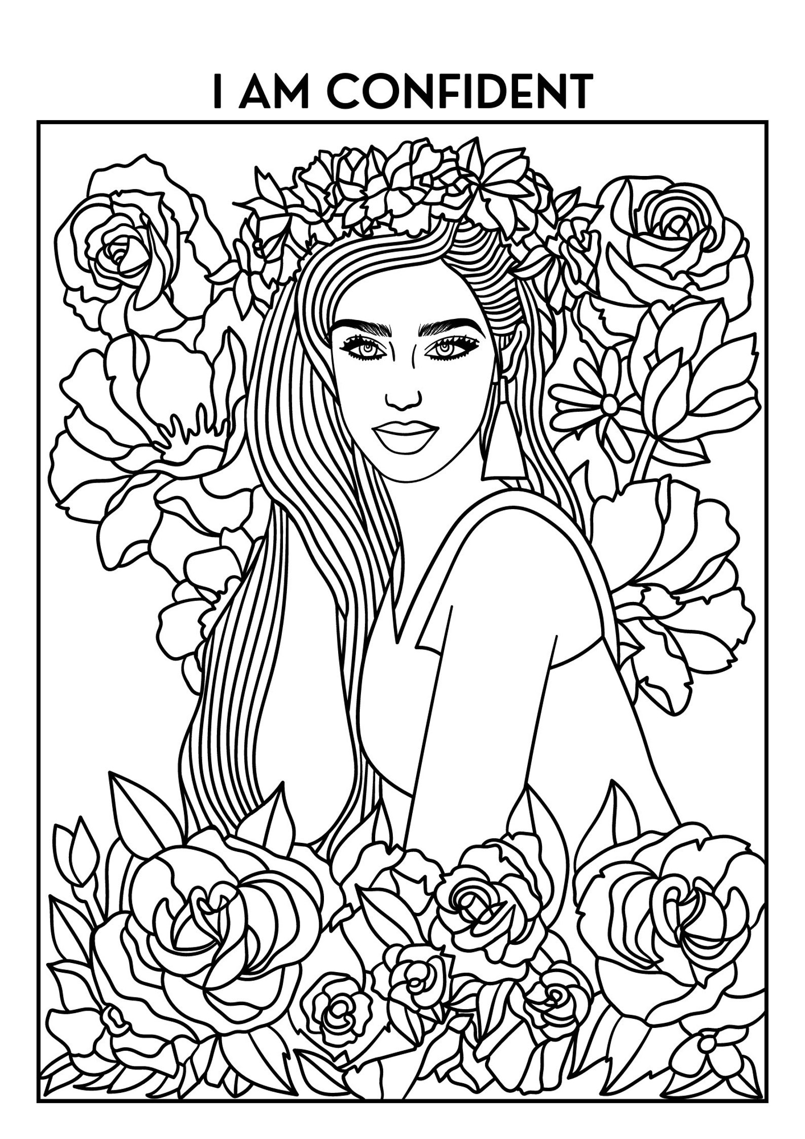 Female Empowerment Coloring Book, Positive Affirmations, Digital ...