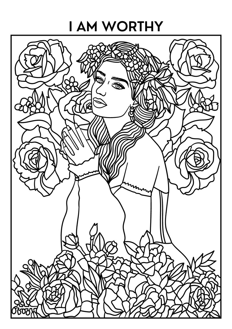 Female Empowerment Coloring Book, Positive Affirmations, Digital ...
