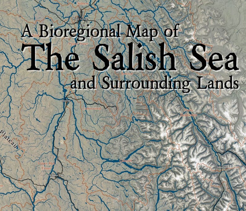 Salish Sea and Surrounding Lands - Bioregional Map With Watersheds - Etsy