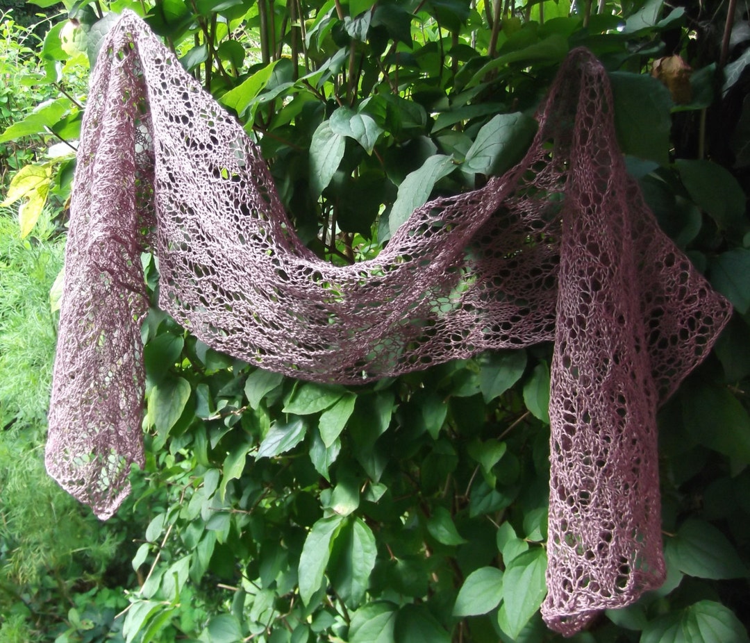 Linen Hand Knitted Lace Scarf - Etsy