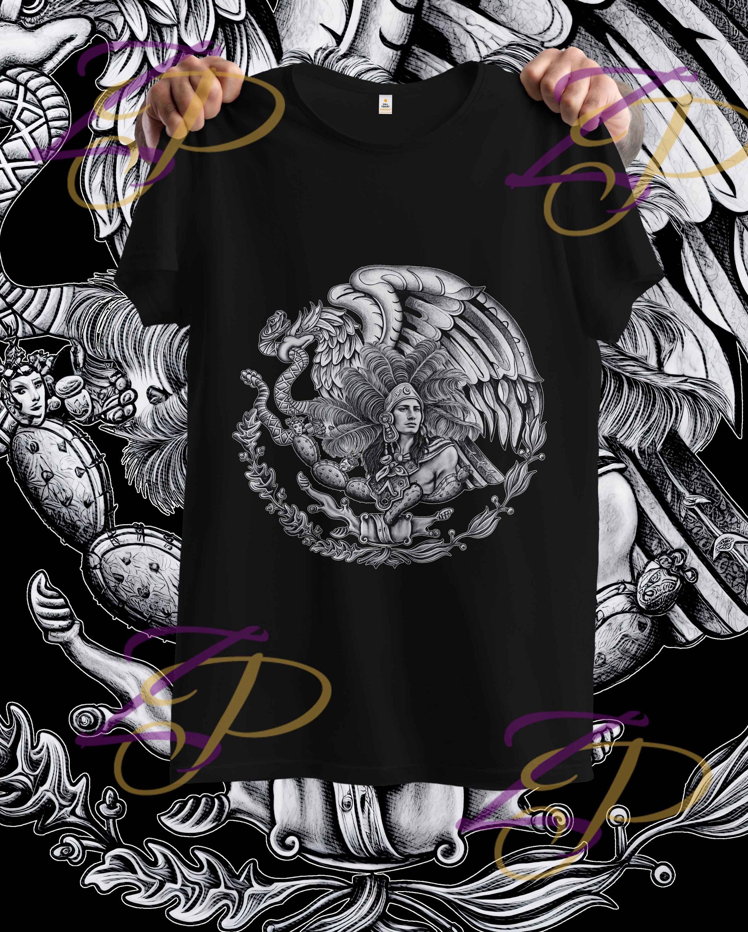 10 Pre-hispanic Aztec Designs Mexico DTF Dark Backgrounds PNG Template ...