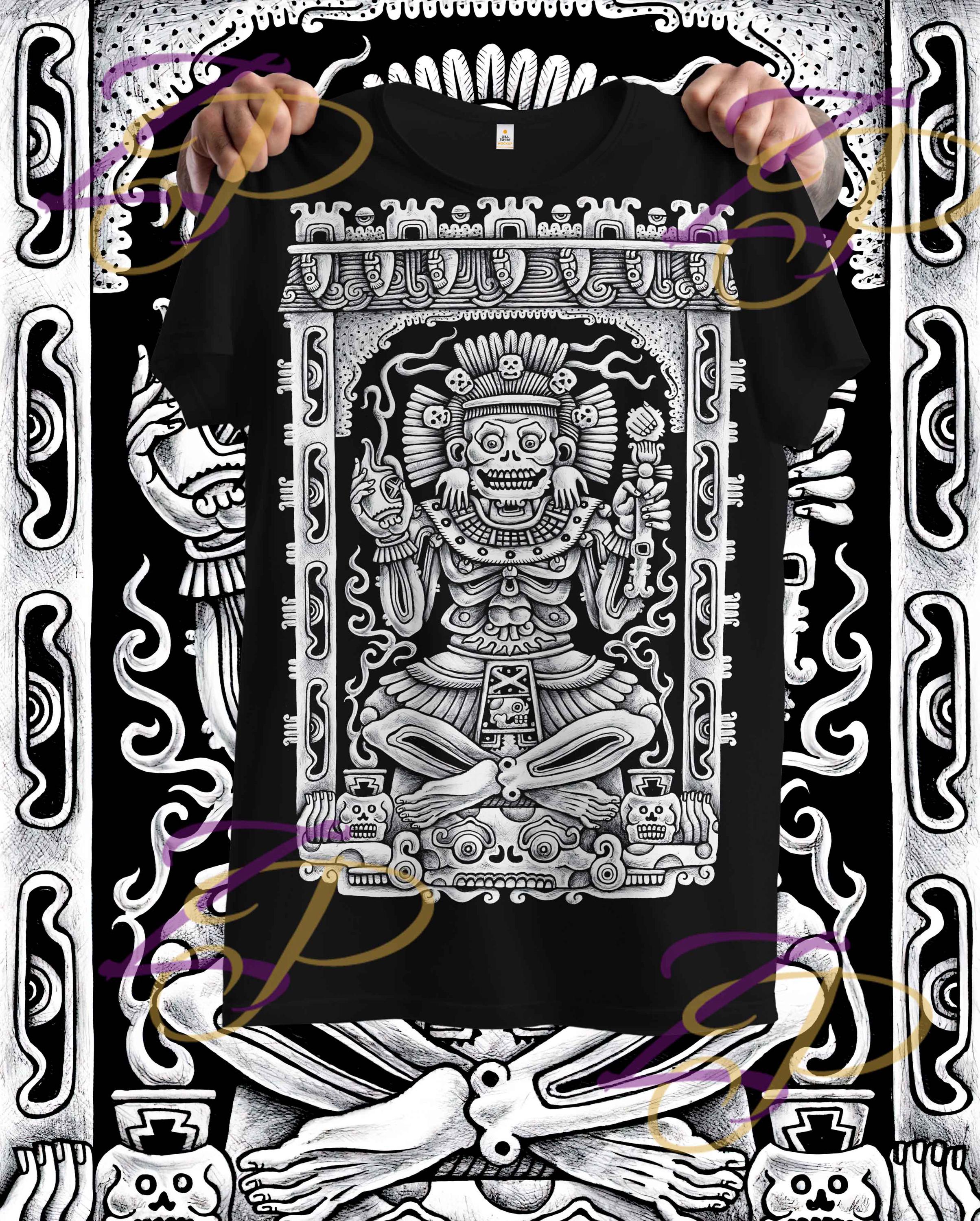 10 Pre-hispanic Aztec Designs Mexico DTF Dark Backgrounds PNG Template ...