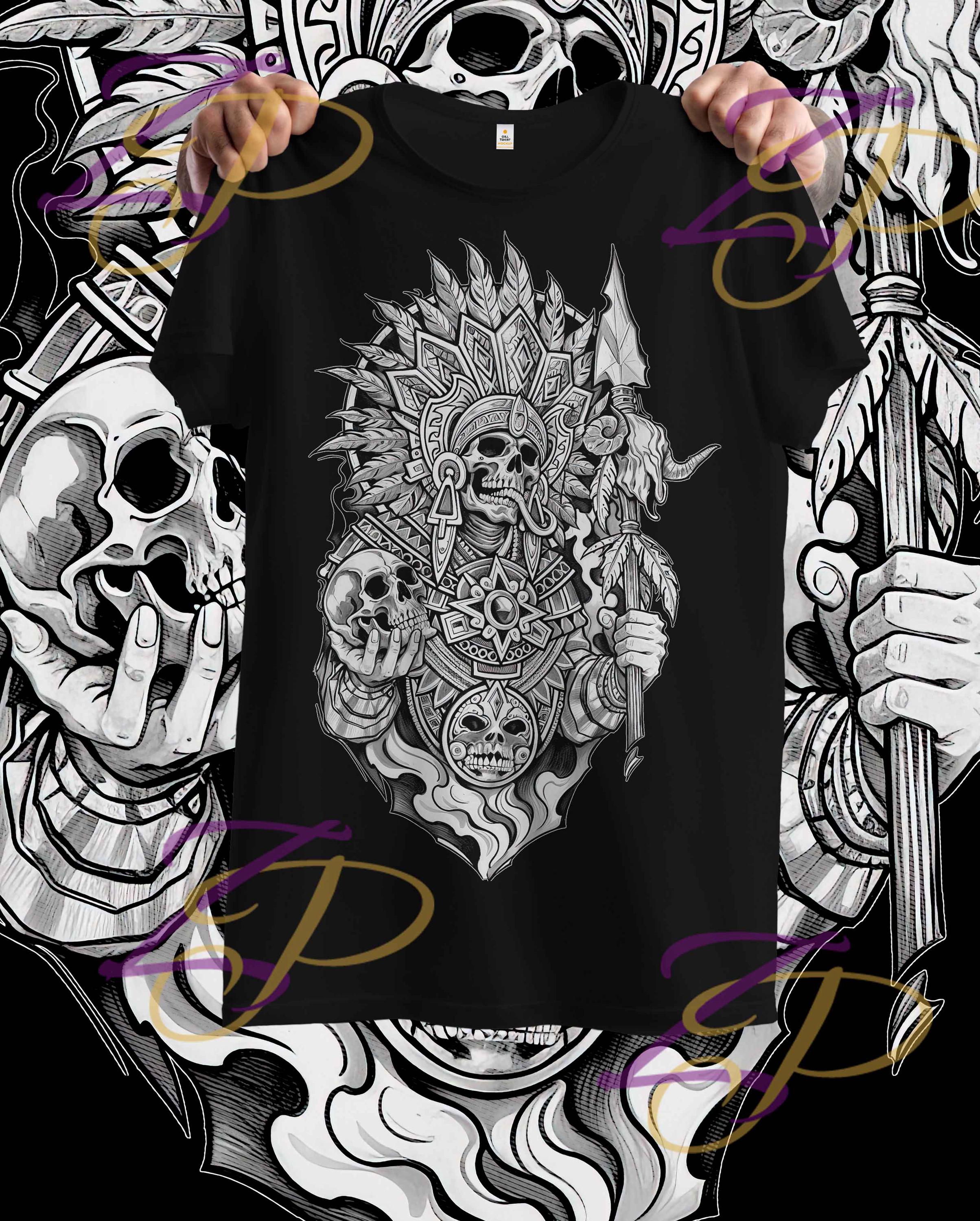 10 Pre-hispanic Aztec Designs Mexico DTF Dark Backgrounds PNG Template ...