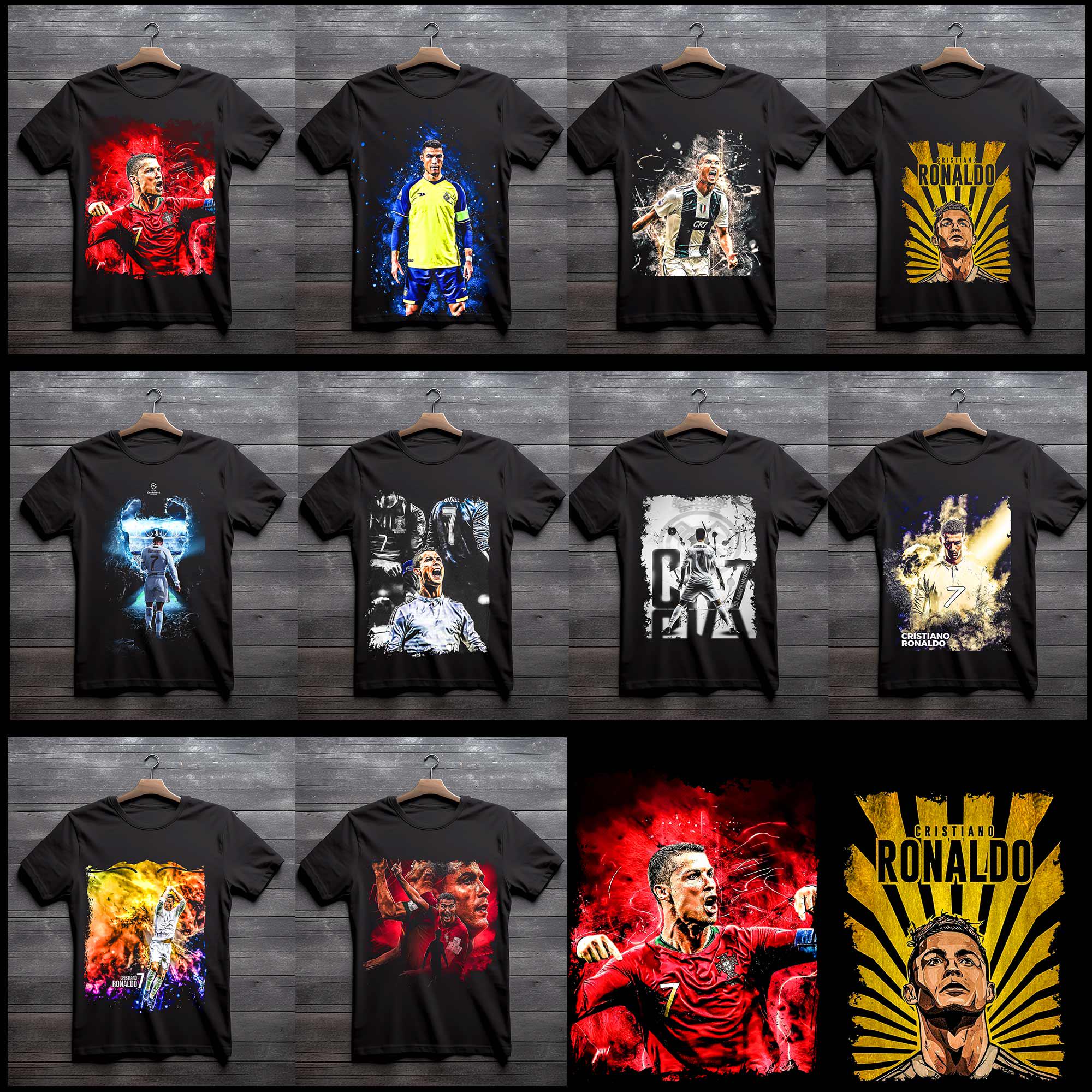 Cristiano Ronaldo CR7 Designs DTF Halftones Printing T-shirt Templates ...