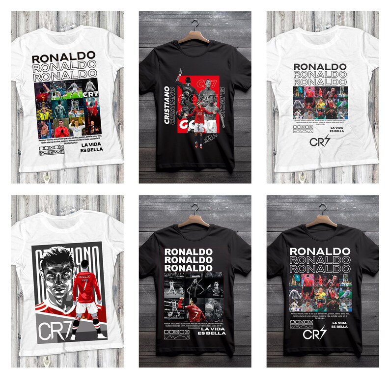 Cristiano ronaldo CR7 Designs Sublimation DTF Printing T-Shirts ...