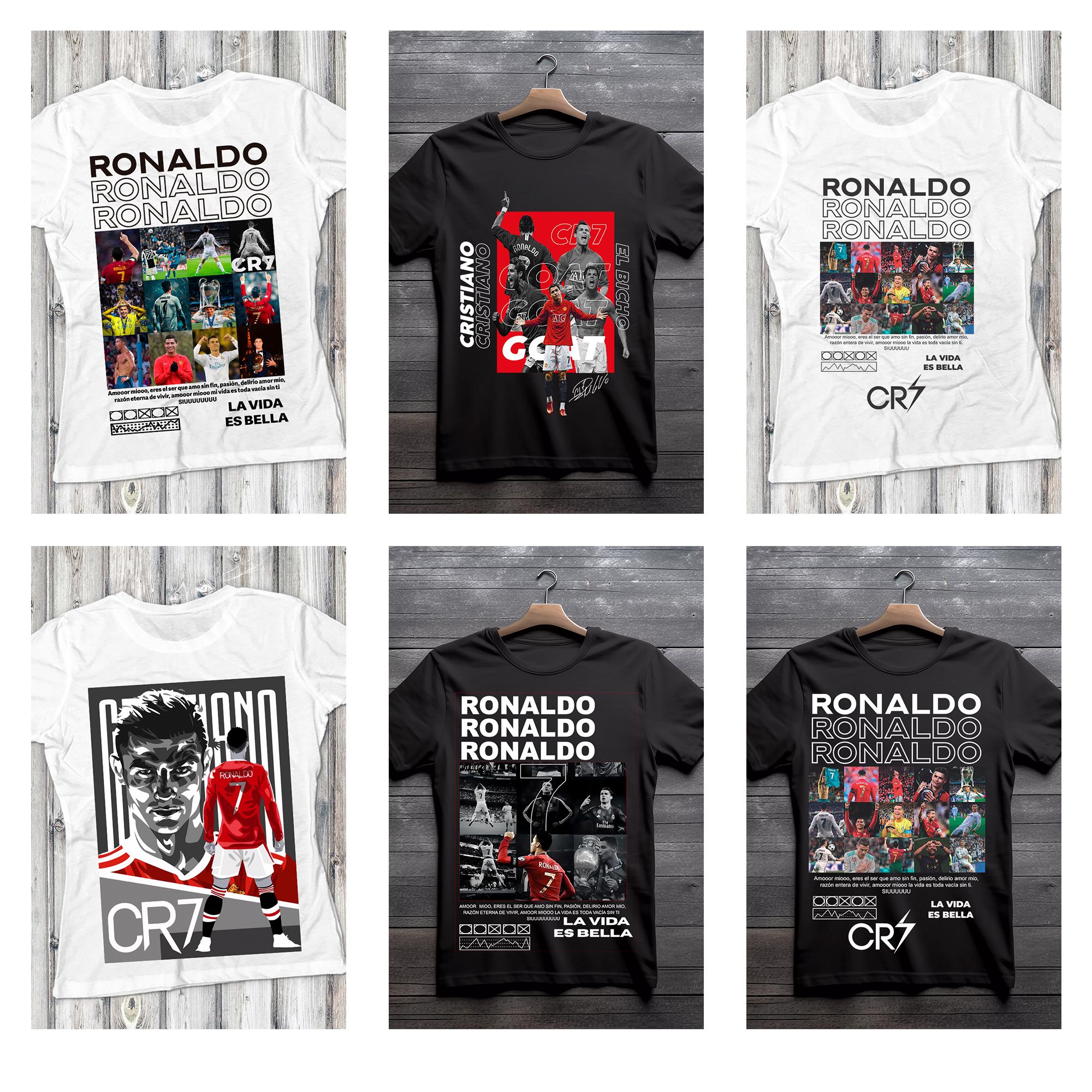 Cristiano Ronaldo CR7 Designs Sublimation DTF Printing T-shirts ...