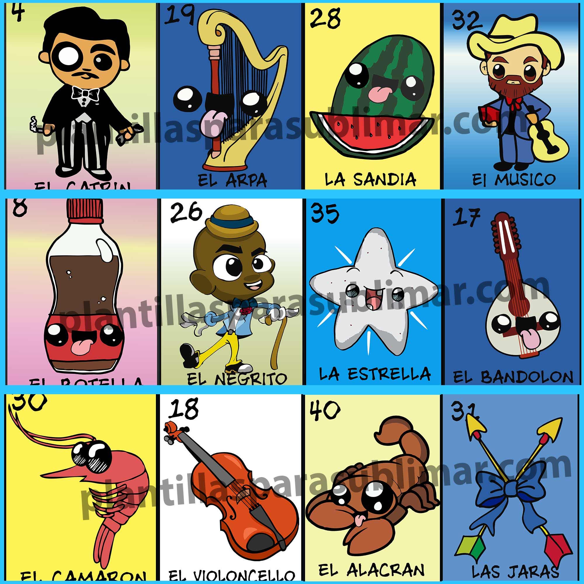 Lotería mexicana Animada Lotería Clasica,108 Diseños Excelente Calidad ...
