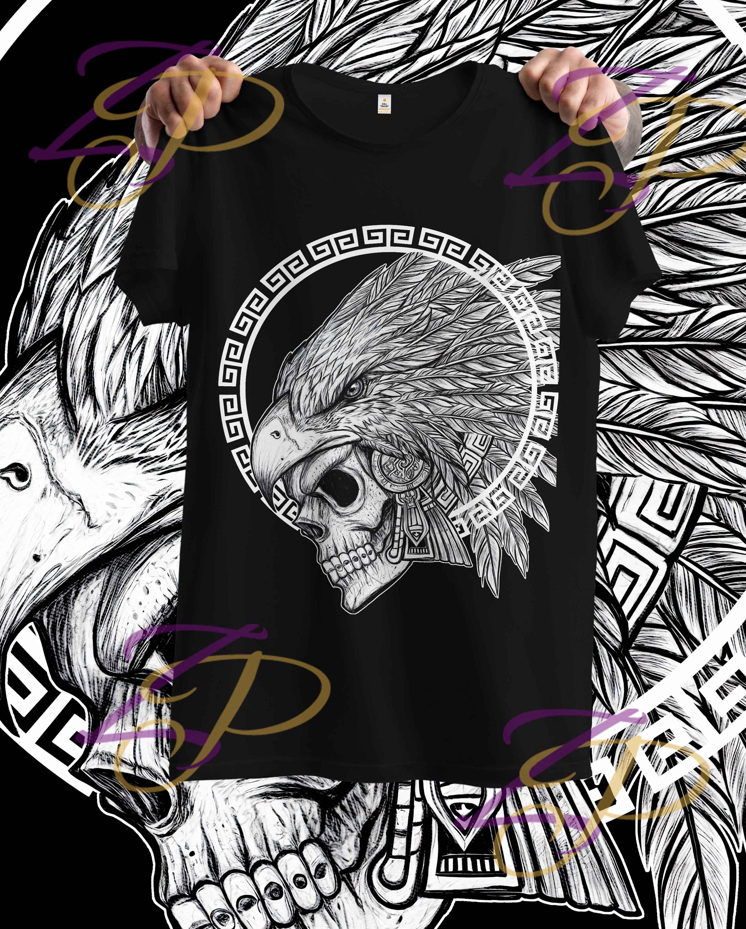 10 Pre-hispanic Aztec Designs Mexico DTF Dark Backgrounds PNG Template ...