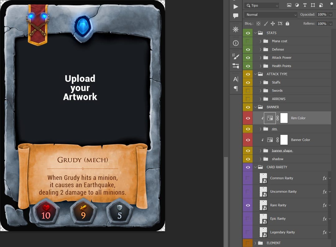 Trading Card Game TCG Template PSD, Editable Card Game Templates ...