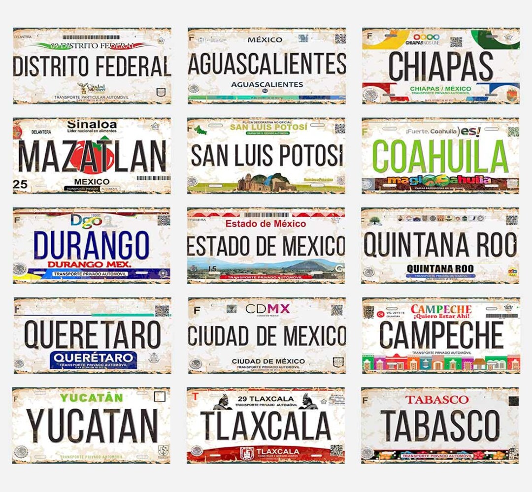 Mexico License Plates Old Vintage Styles 64 Designs of the Mexican ...