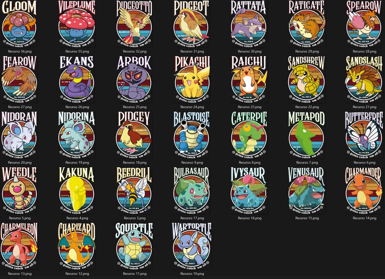 150 POKEMON Evolutions Png Design Cartoon PDF, Instant Download, 150 ...