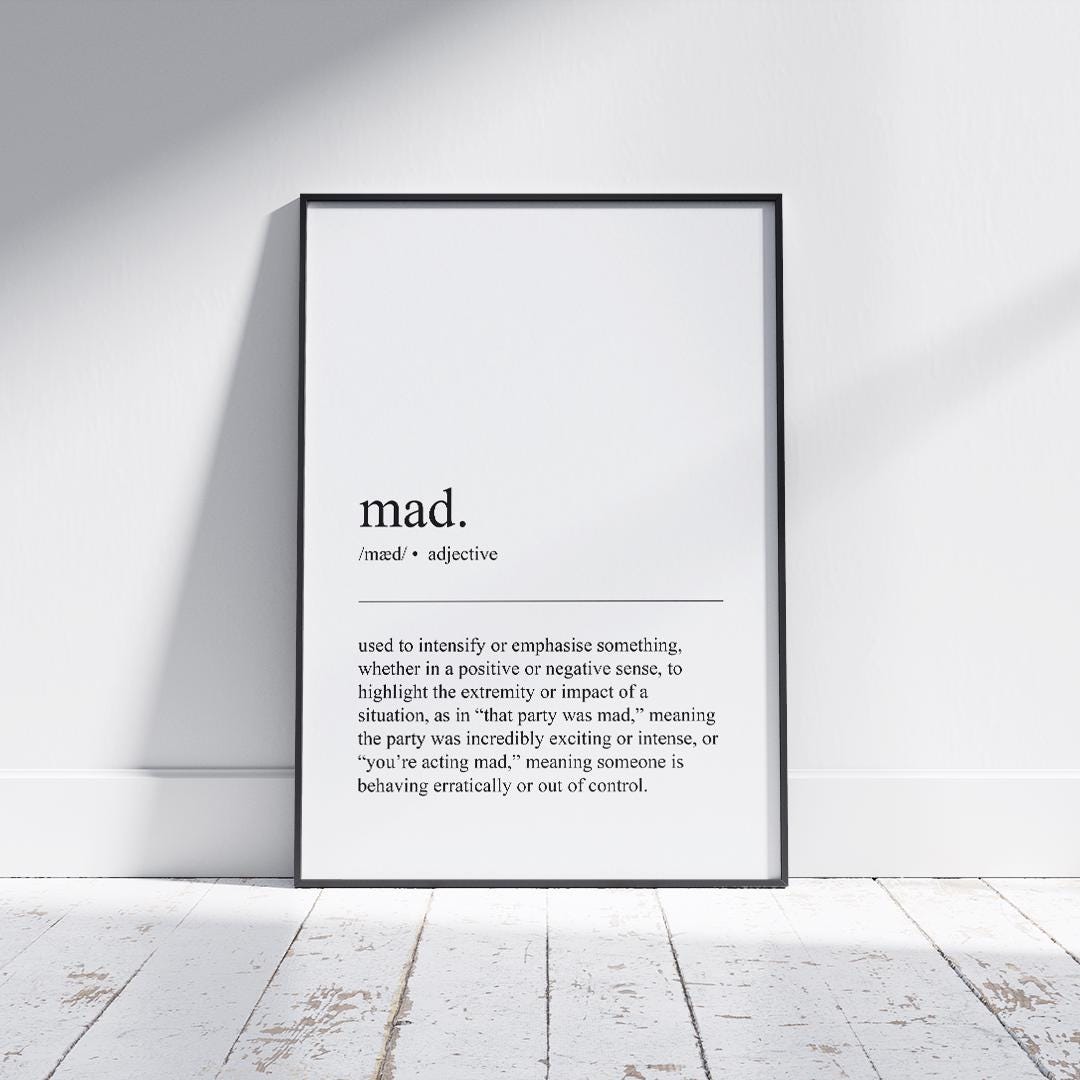 Mad Definition, British Slang Dictionary Art, Simple and Modern Digital ...