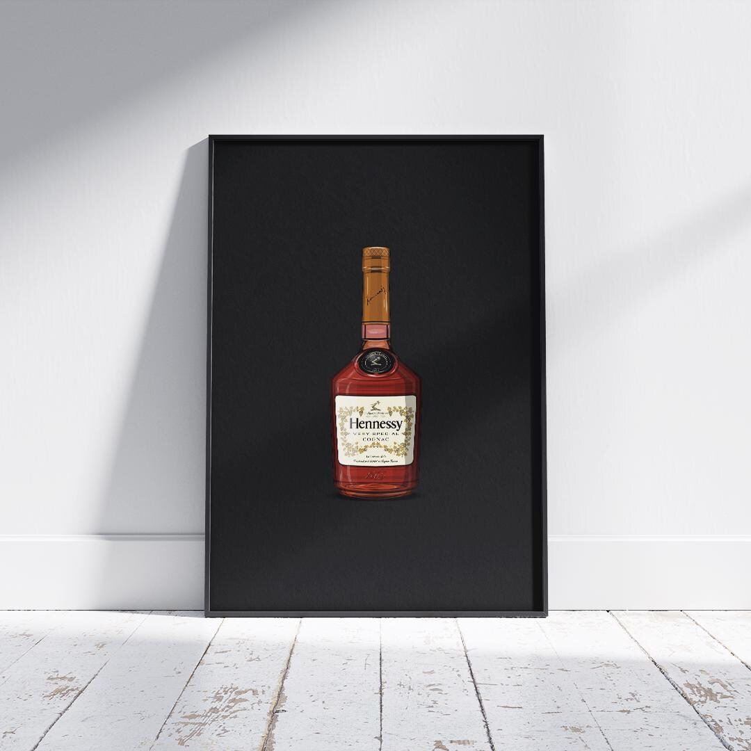 Hennessy Bottle Digital Download Minimalist Liquor Wall Art Modern Bar ...
