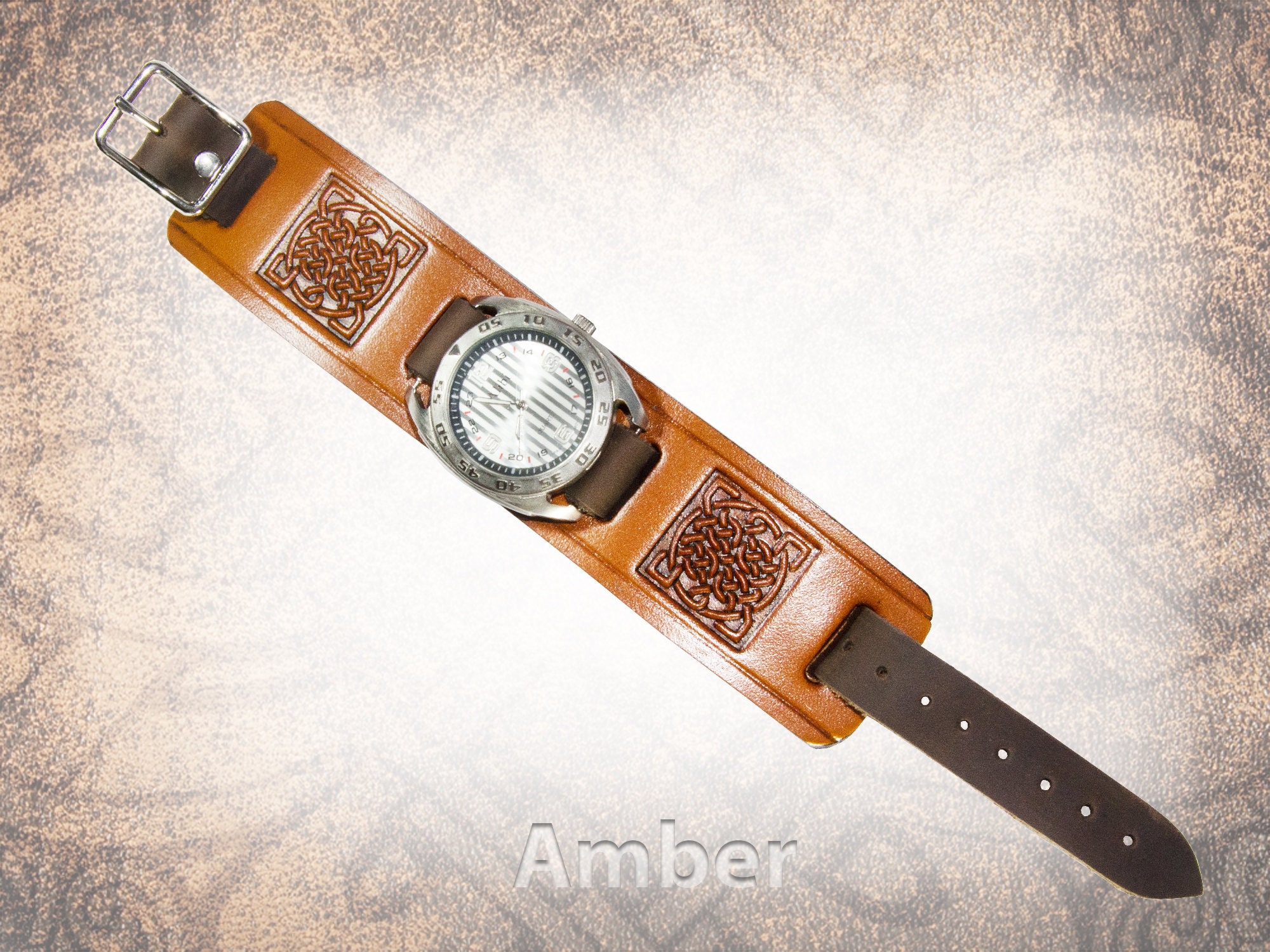 Handmade Leather Watch Cuff - Celtic Sailor's Knot - Solid Full Grain ...