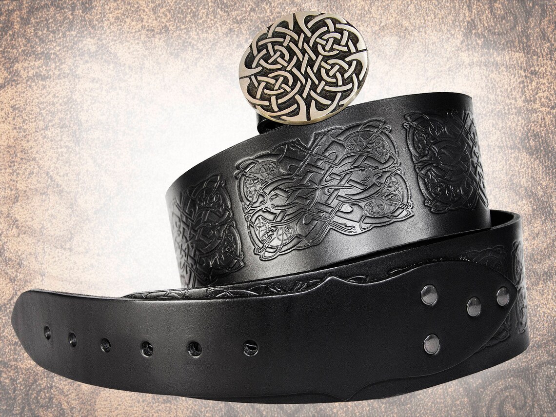 Handmade Leather Kilt Belt Celtic Kilt Belt Black Kilt | Etsy