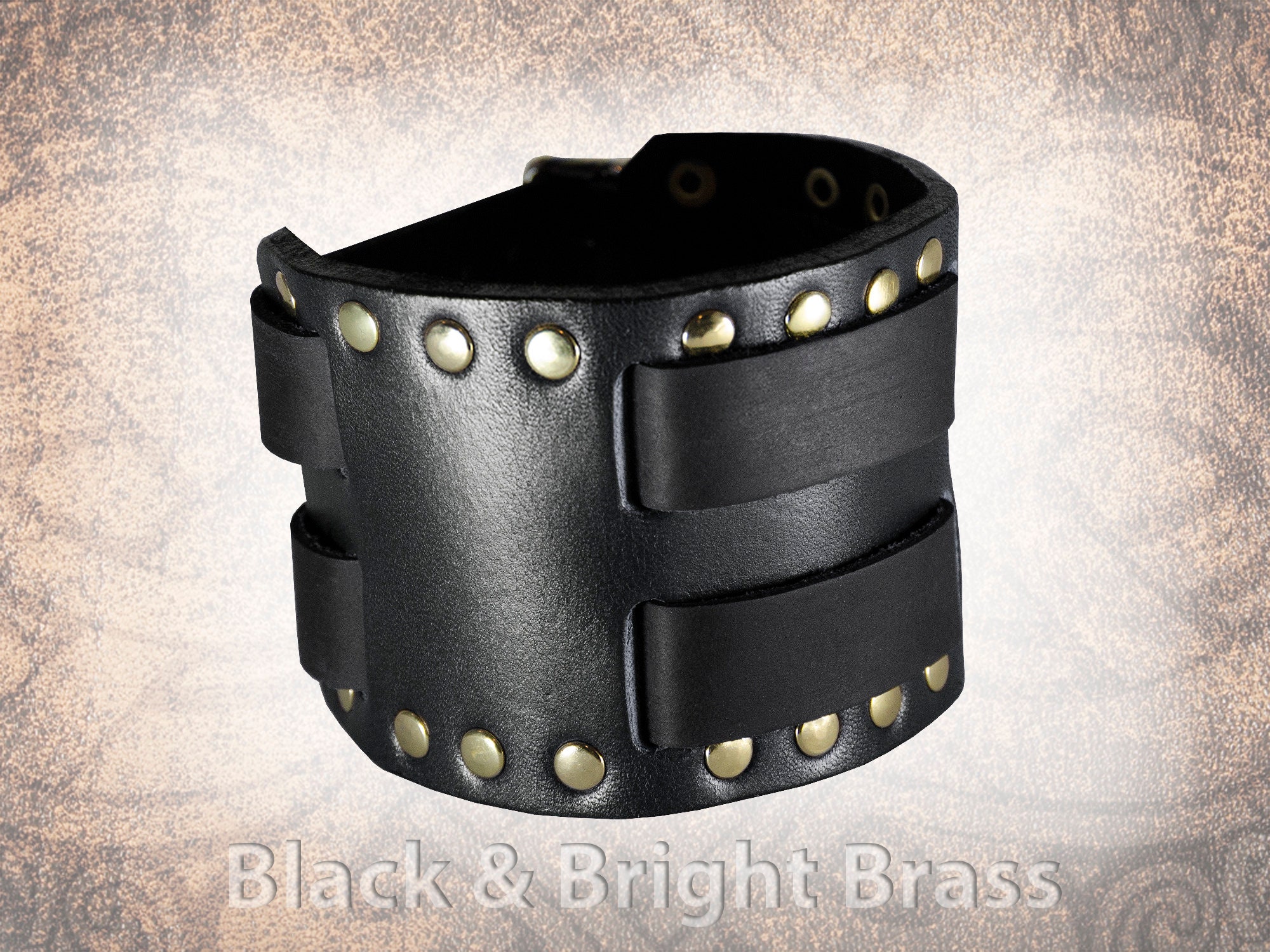 Edge Riveted Cuff Handmade Solid Leather Full Grain Italian | Etsy