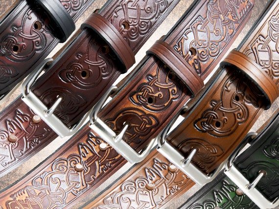 Handmade Leather Belt Wide Norse Rabbits 1.75 | Etsy