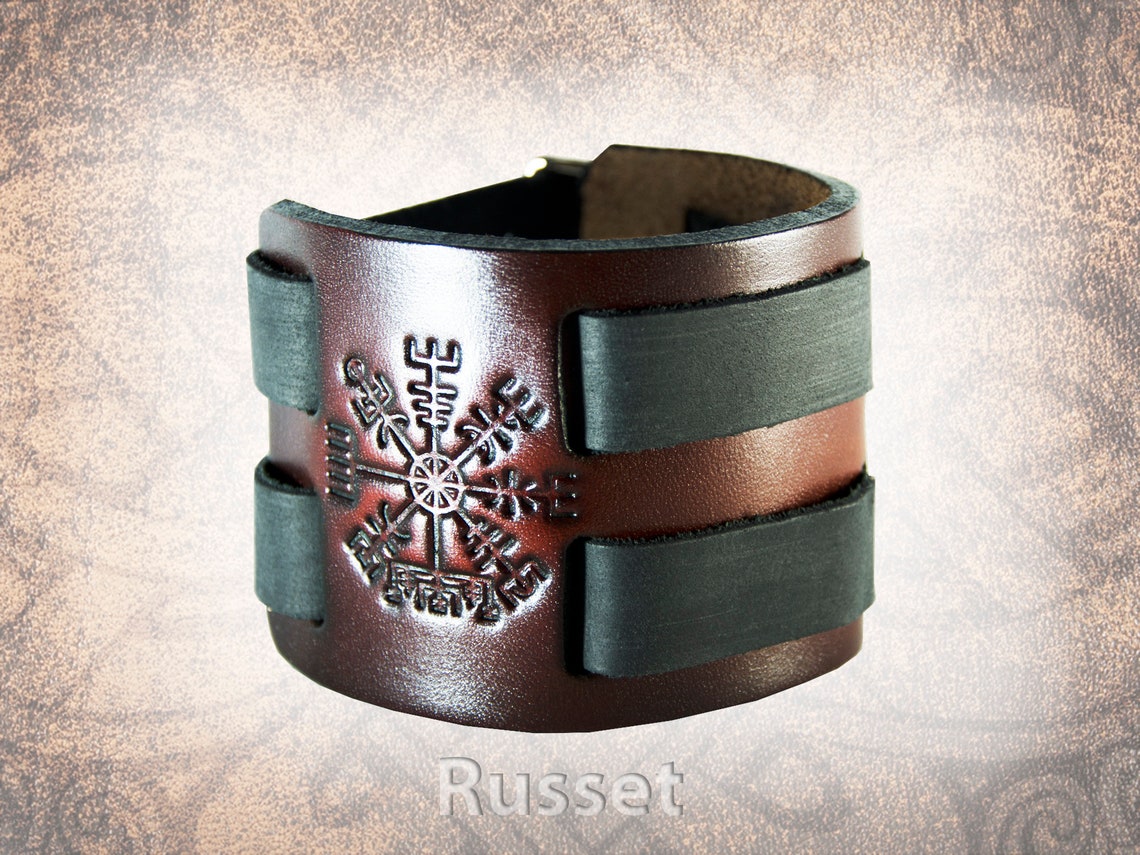 Norse Compass - Handmade Leather Cuff Wristband Bracelet Bracer Nordic ...