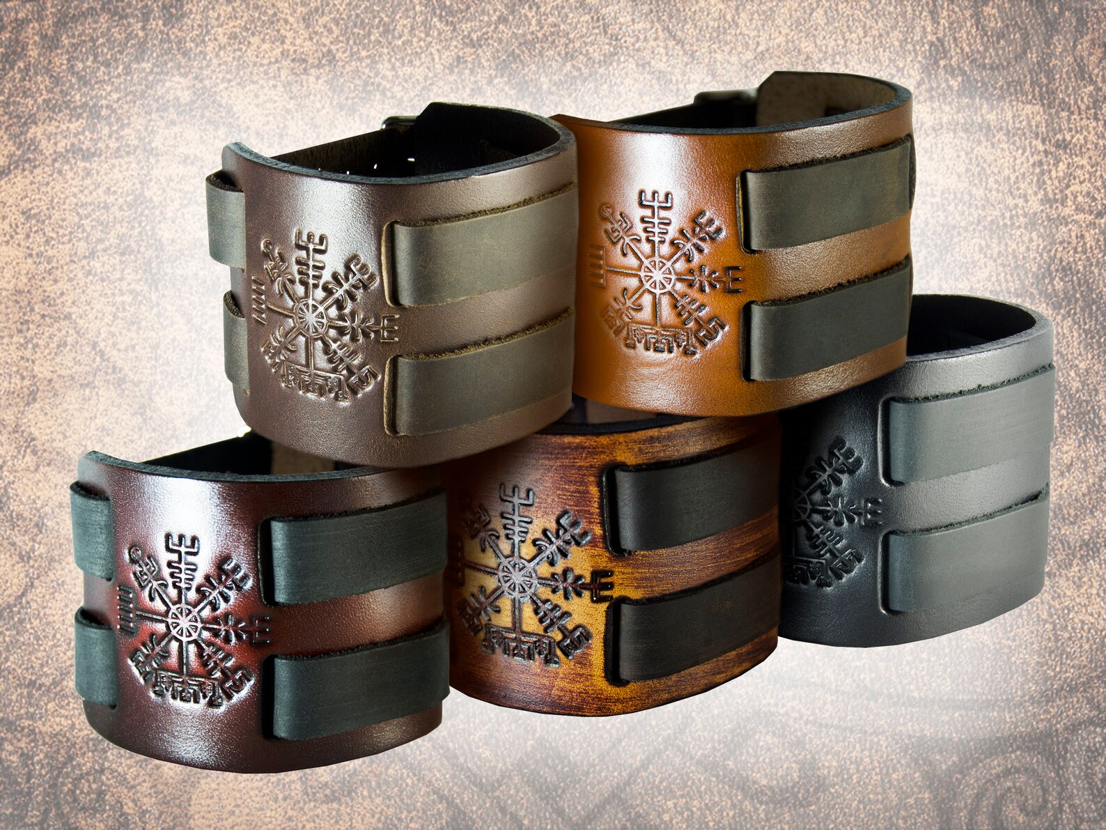 Norse Compass - Handmade Leather Cuff Wristband Bracelet Bracer Nordic ...