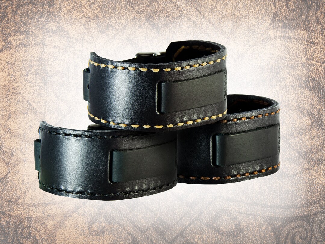 Handmade Leather Watch Cuff - Hand Stitched - Solid Full Grain Italian ...