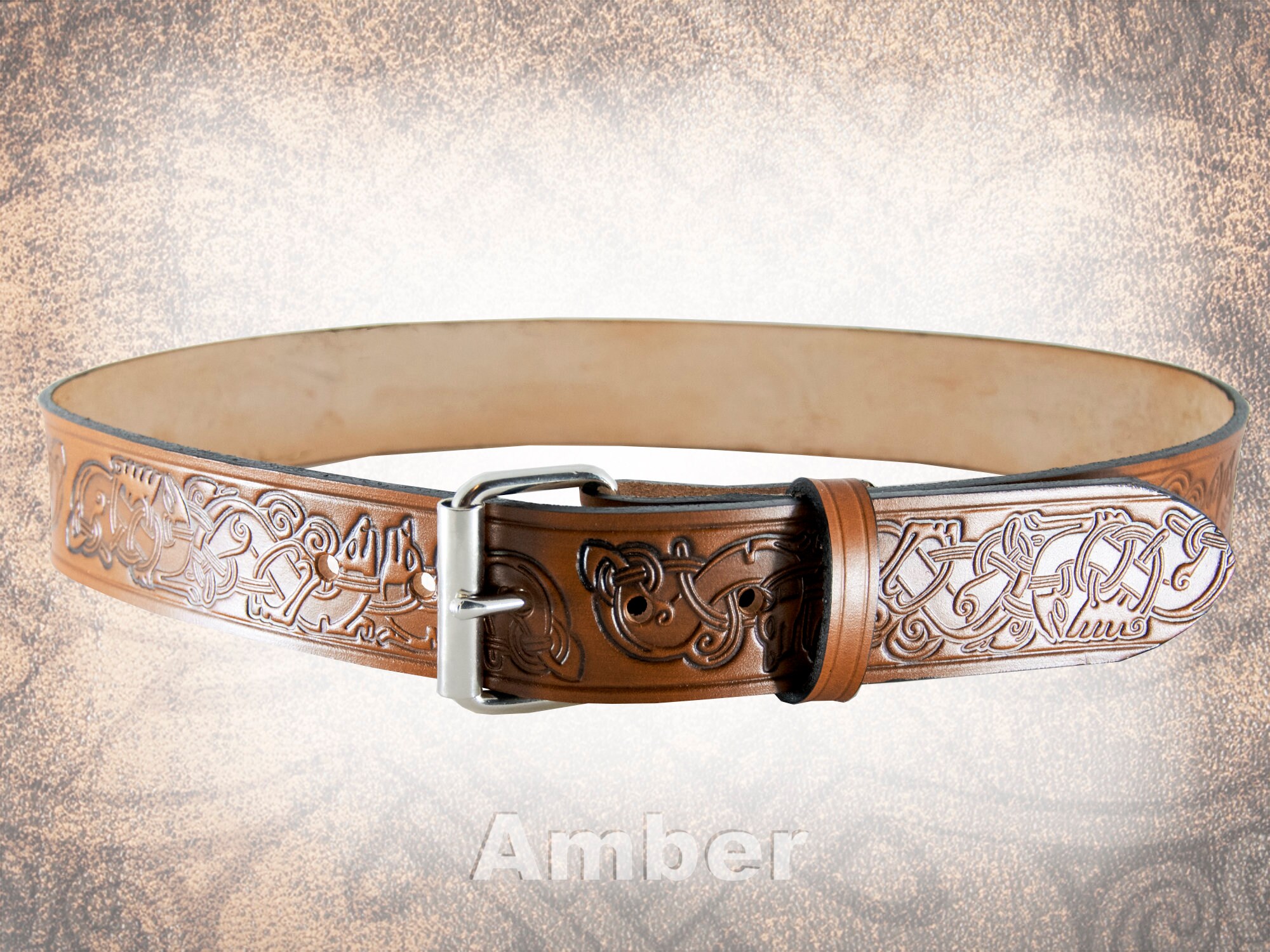 Handmade Leather Belt Wide Norse Rabbits 1.75 | Etsy