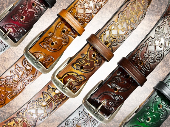 Handmade Leather Belt Norse Rabbits Handcrafted Solid | Etsy