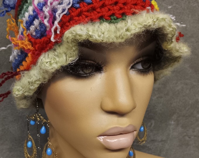 Ooak,crochet, Upcycled,scrap Cap,multi-colored,boho,hippie,accessory ...
