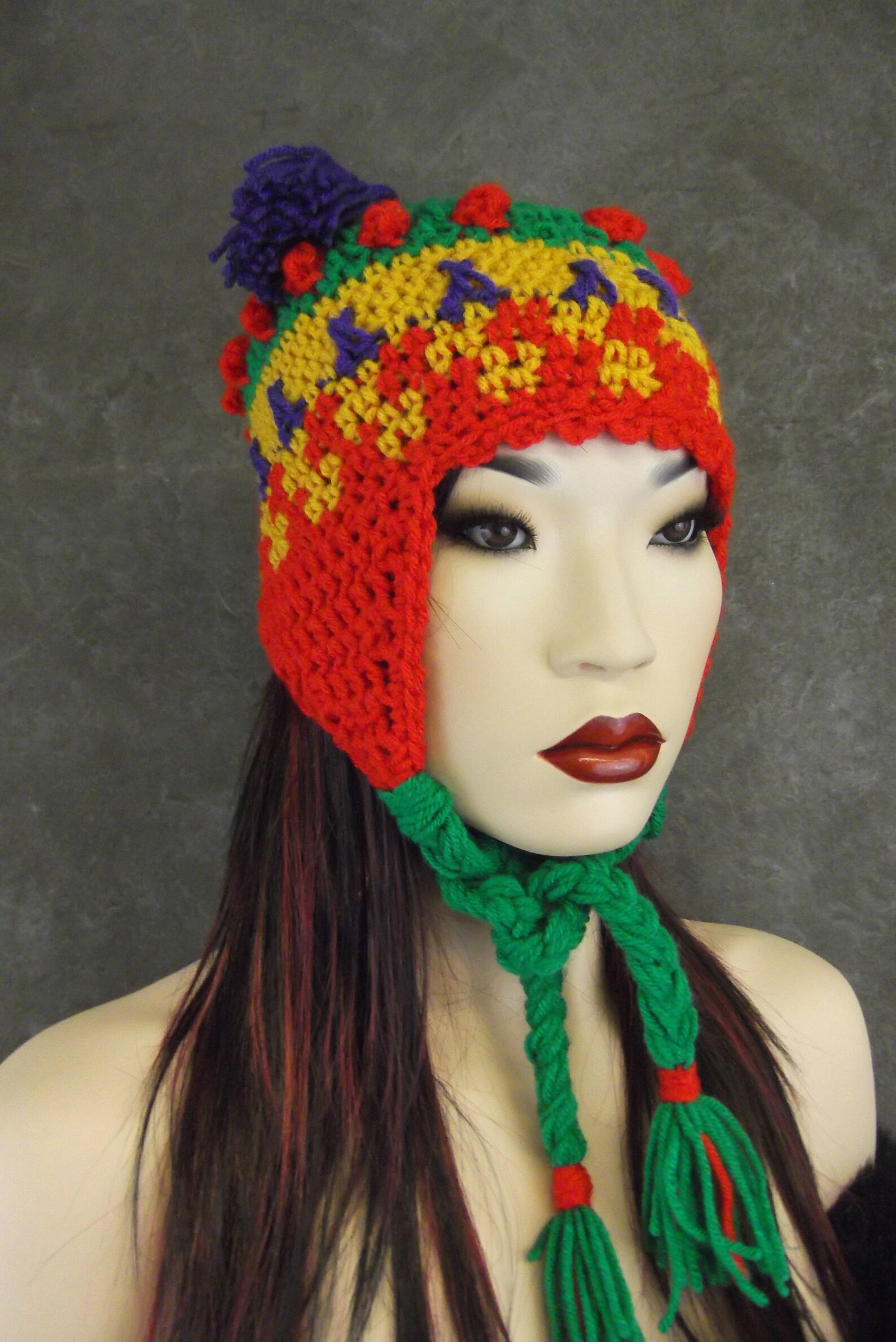 Chullo Style Earflap Hat Crochet Freeformwinter - Etsy