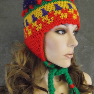 Chullo- Style Earflap Hat, Crochet, Freeform,winter Hat,accessory ...