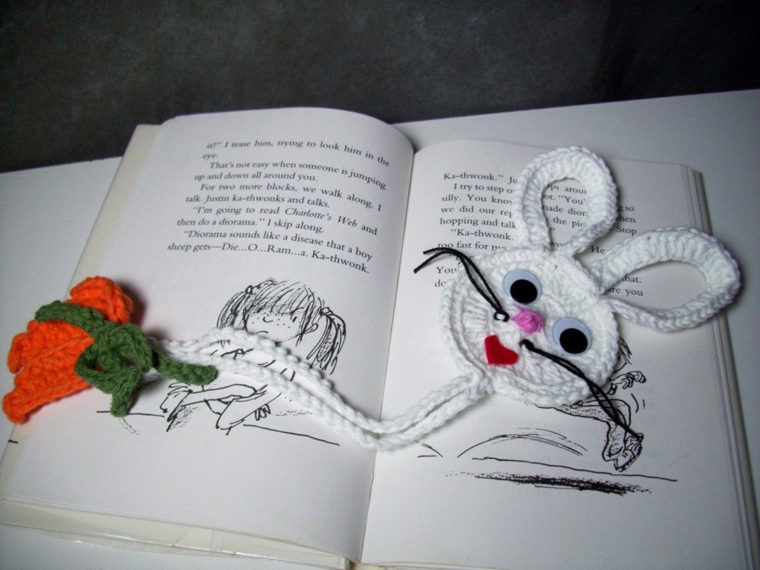 Crochet Bookmark Bunny Bookmarkcrochet Bunny White - Etsy