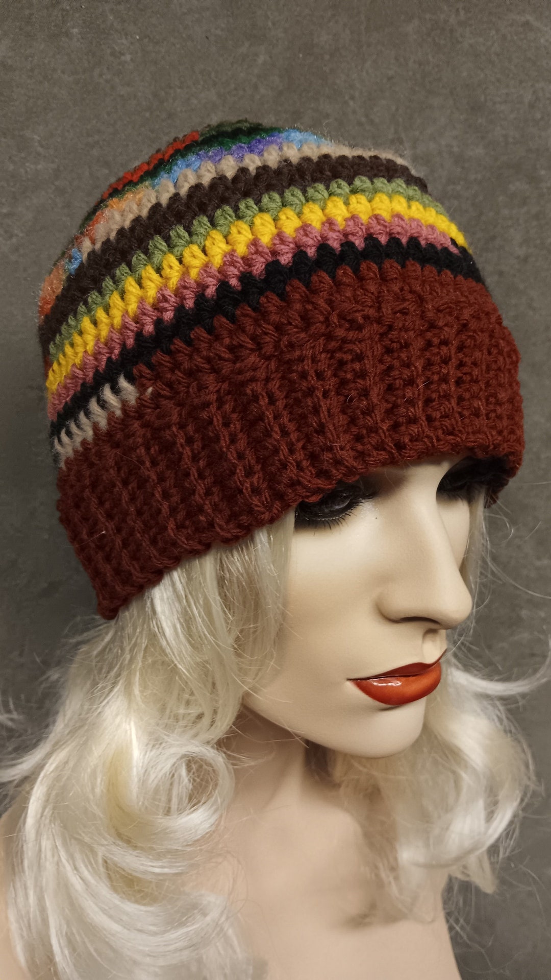 OOAK, Crochet Scrap Cap,skull Cap,hippie,boho,unisex,accessory,ready to ...