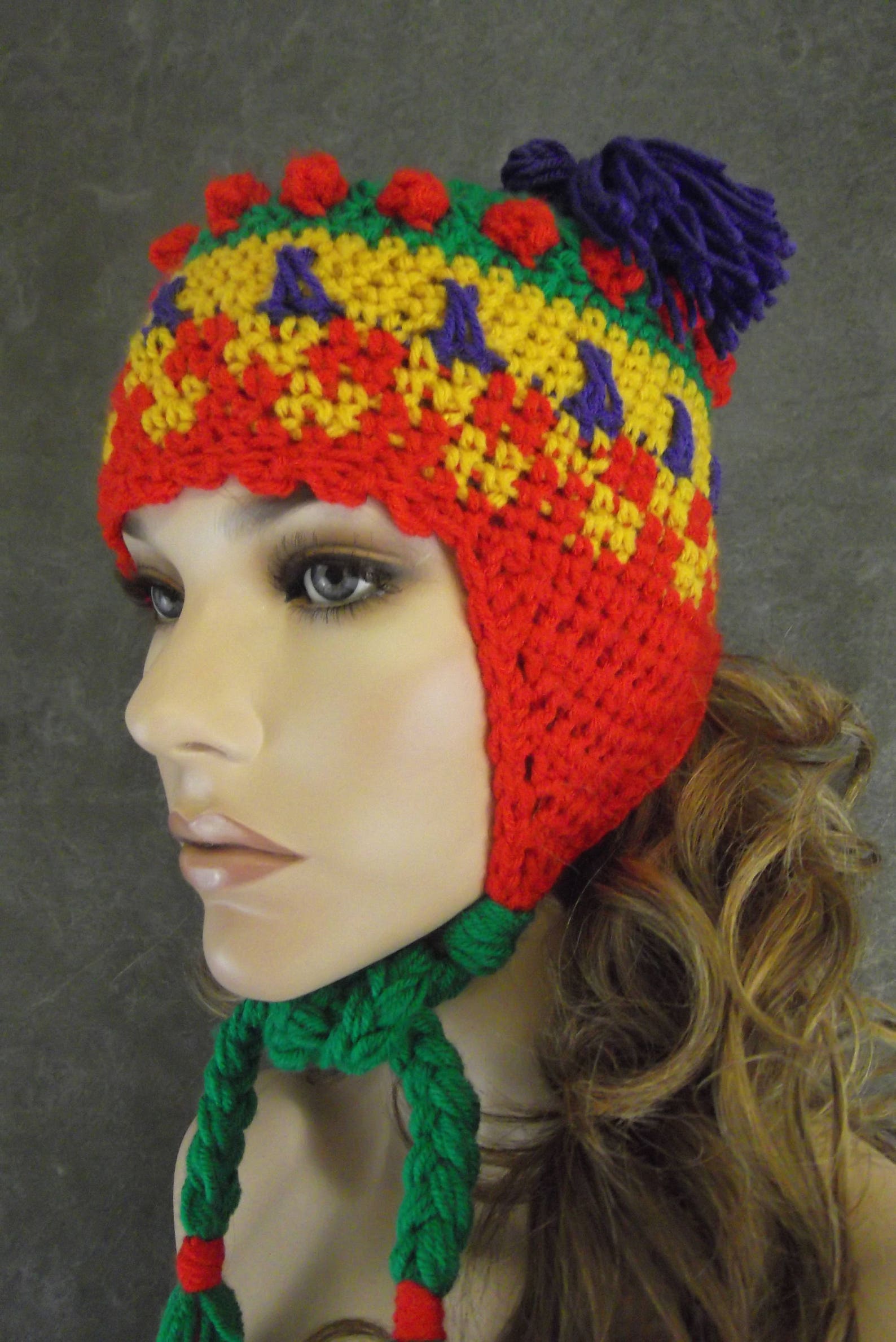 Chullo Style Earflap Hat Crochet Freeformwinter - Etsy