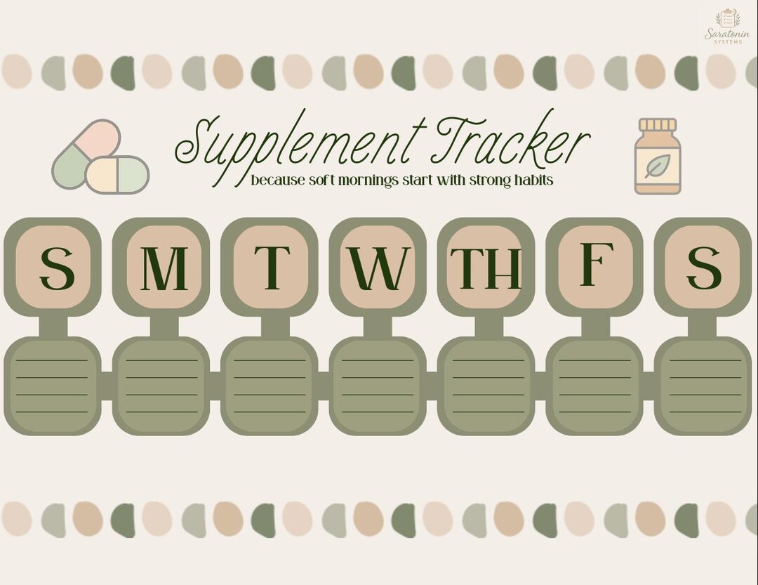 Printable Supplement Tracker | Weekly Vitamin Tracker | Digital ...