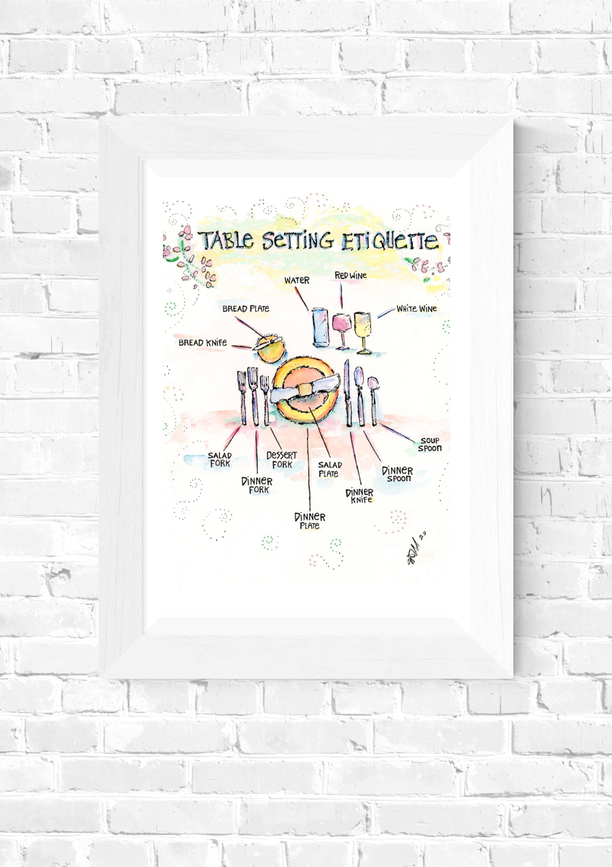 Whimsical Dining Etiquette Poster - Fun Table Manners Art for Kids ...