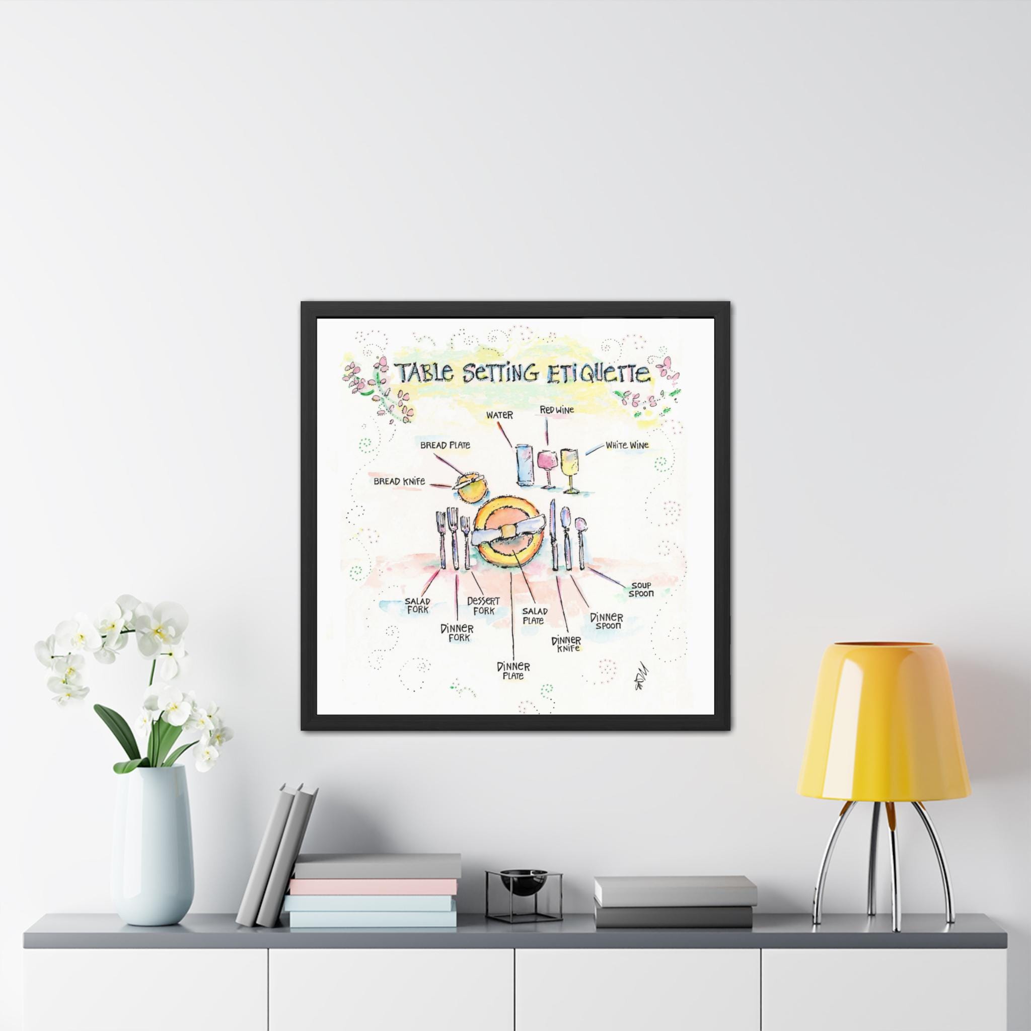 Table Manners Etiquette Framed Poster SQUARE Manners Wall Art Dining ...