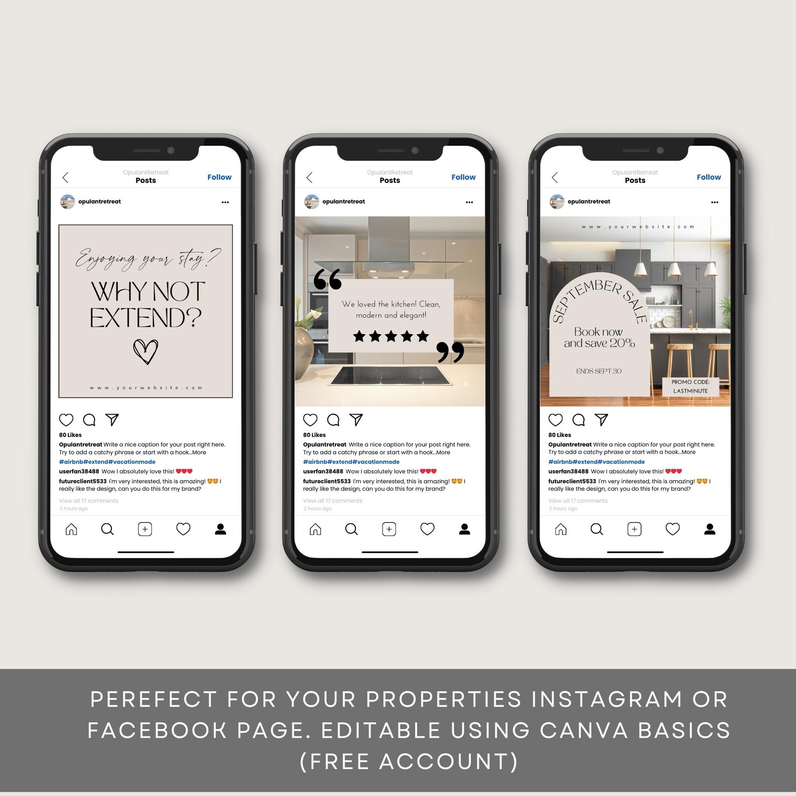 100 Airbnb Social Media Post Templates for Instagram Facebook, Airbnb ...