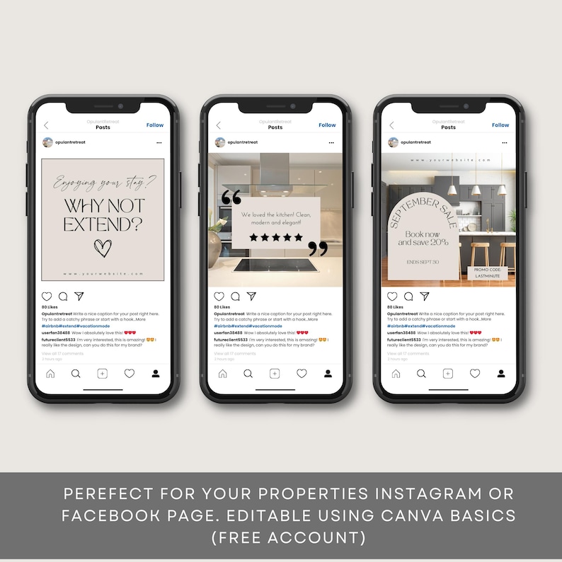 100 Airbnb Social Media Post Templates for Instagram Facebook, Airbnb ...