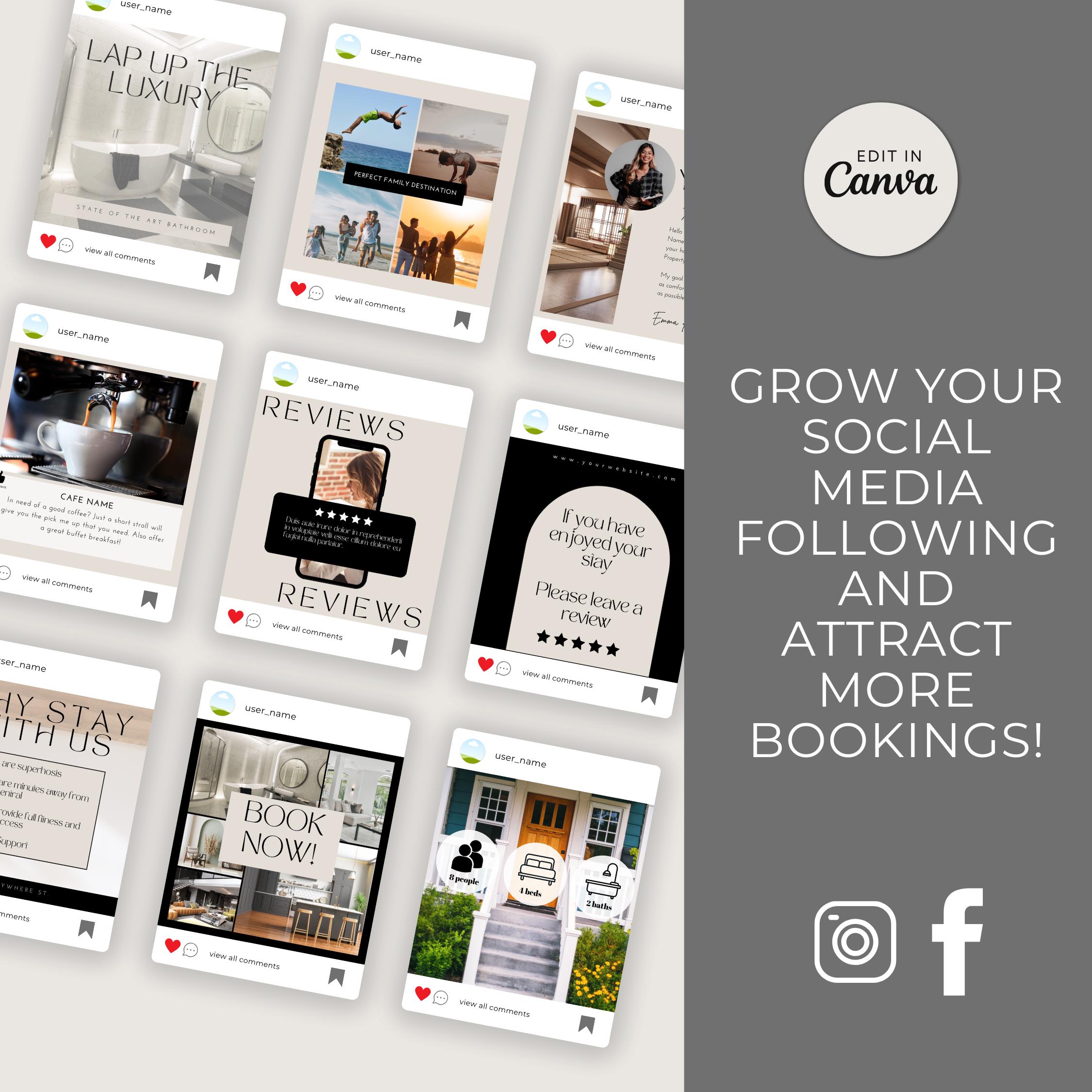 100 Airbnb Social Media Post Templates for Instagram Facebook, Airbnb ...