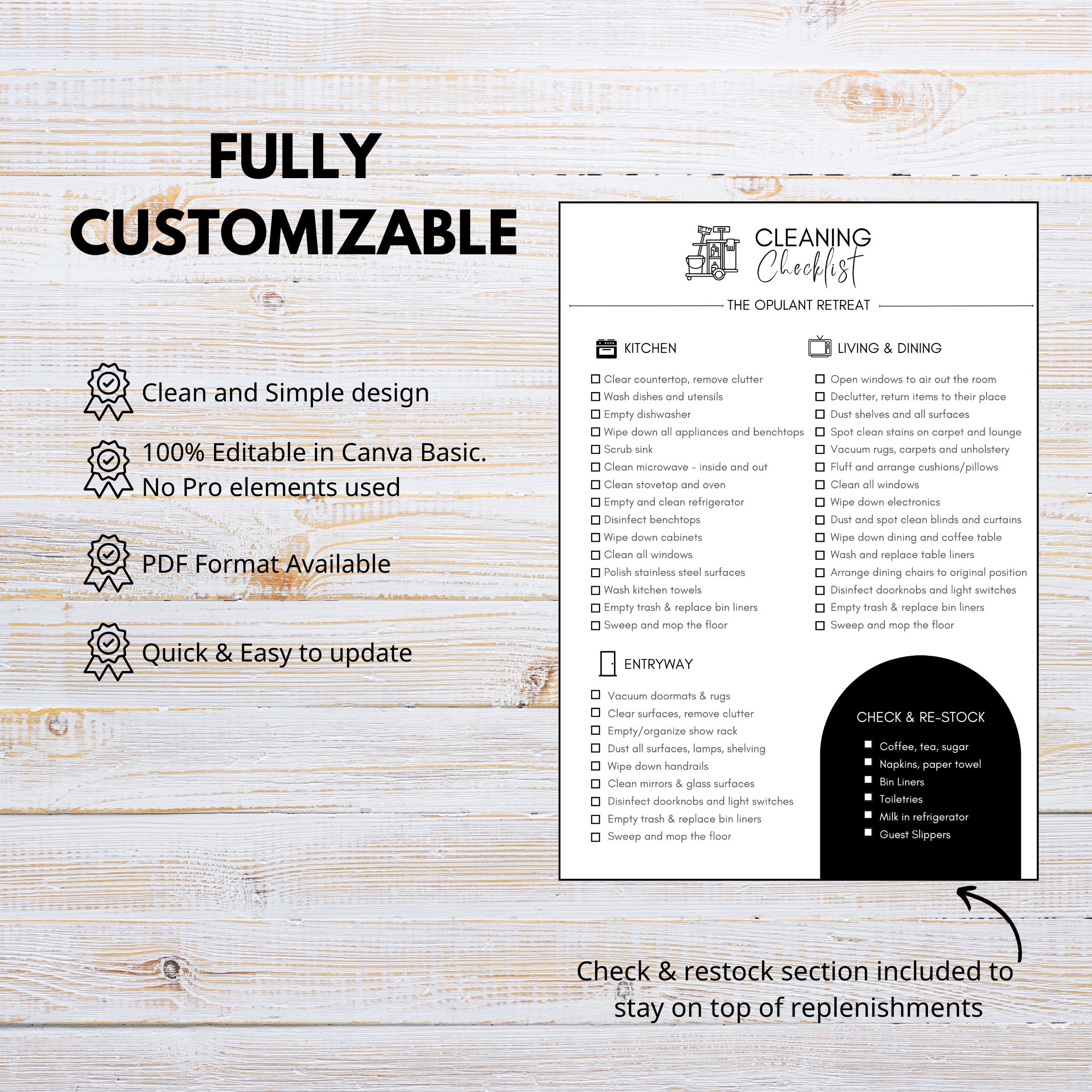 Airbnb Cleaning Checklist for Cleaner Editable Canva Template Air Bnb ...