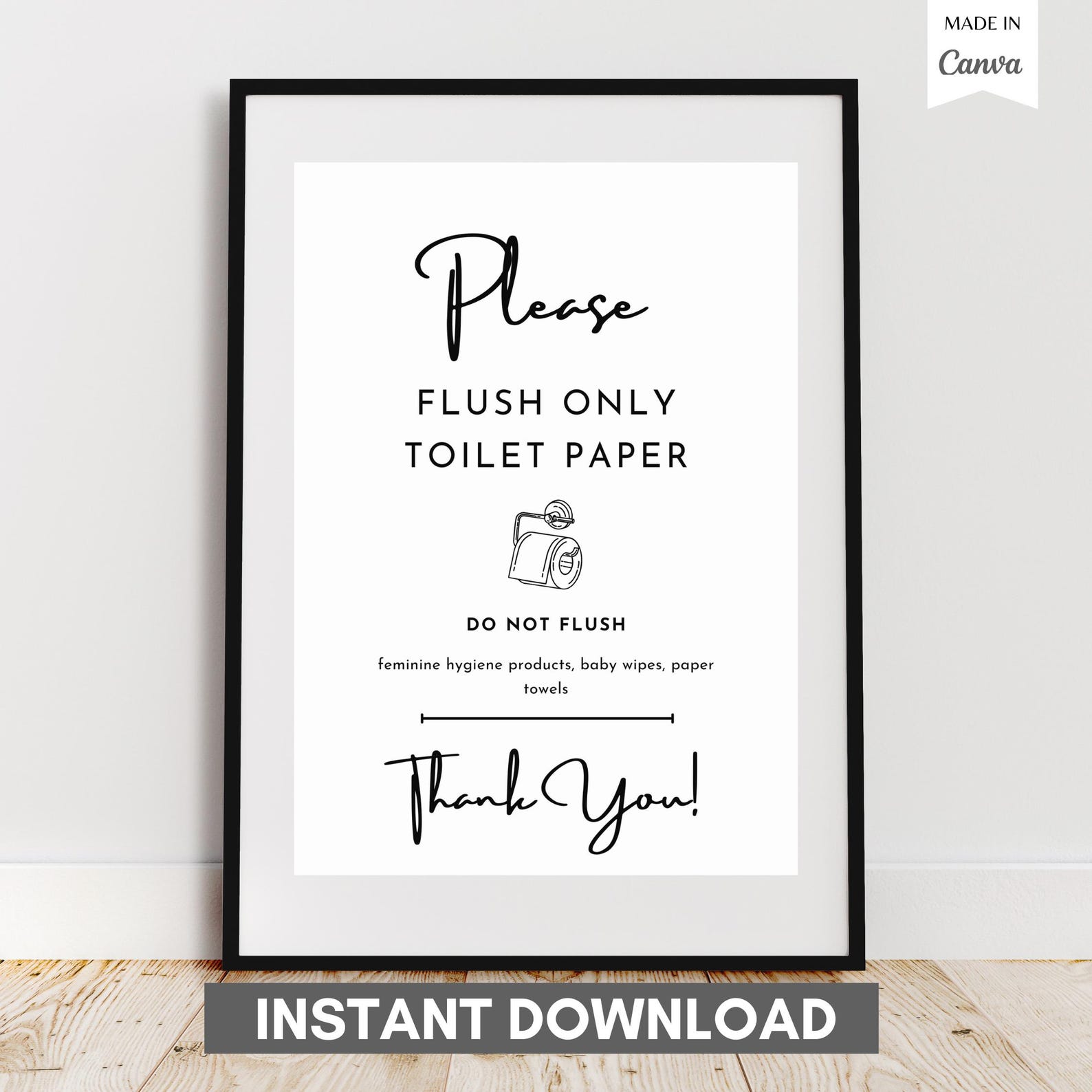 Airbnb Bathroom Sign, Flush Only Toilet Paper, Do Not Flush Sign, Vacation Rental Printable Sign ...