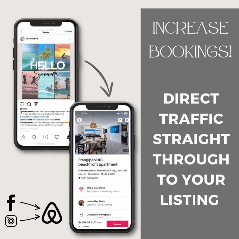 100 Airbnb Social Media Post Templates for Instagram Facebook, Airbnb ...