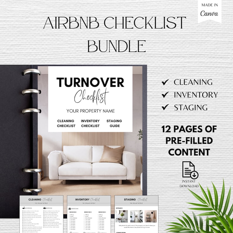 Airbnb Turnover Checklist: Editable Cleaning, Inventory & Staging Guide ...