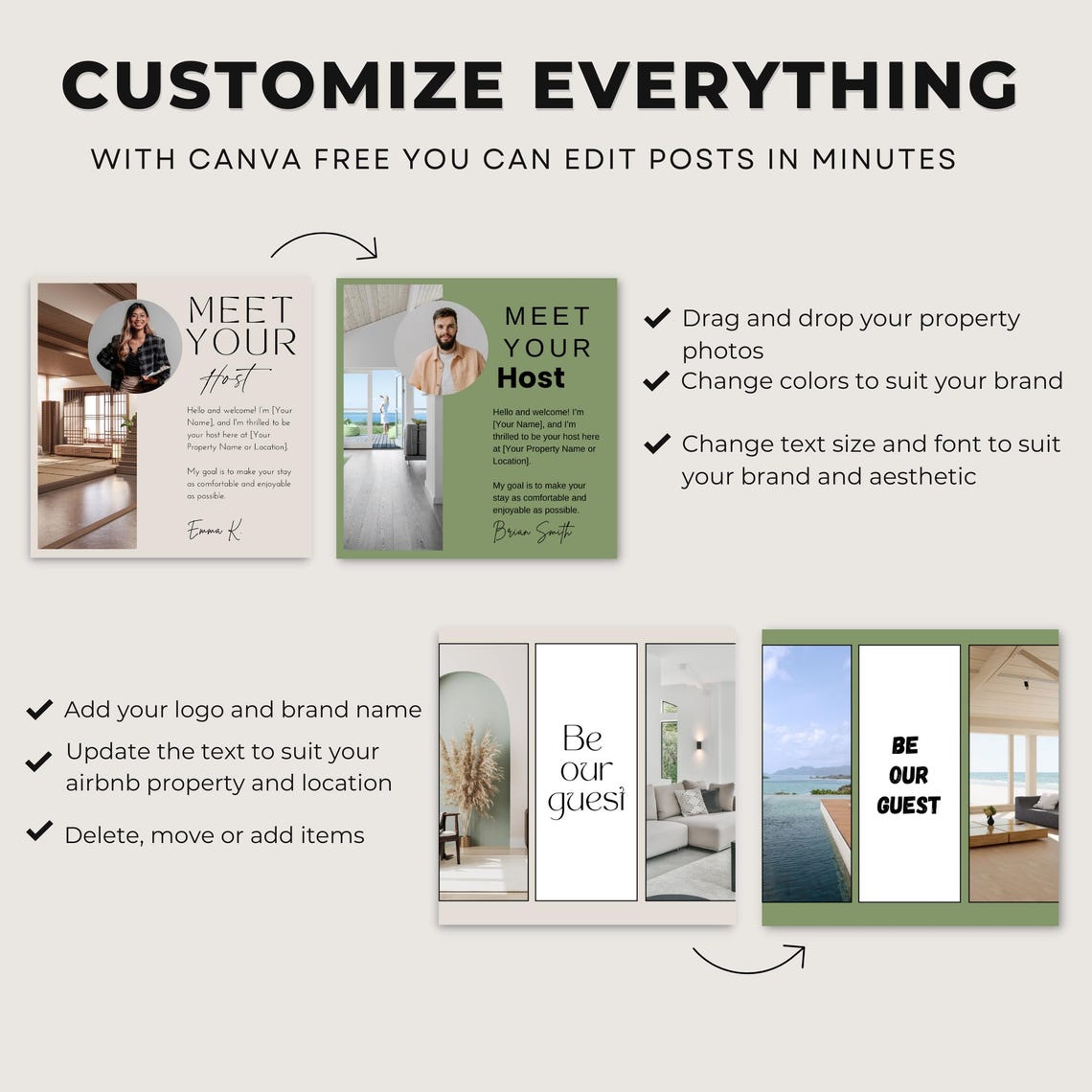 100 Airbnb Social Media Post Templates for Instagram Facebook, Airbnb ...