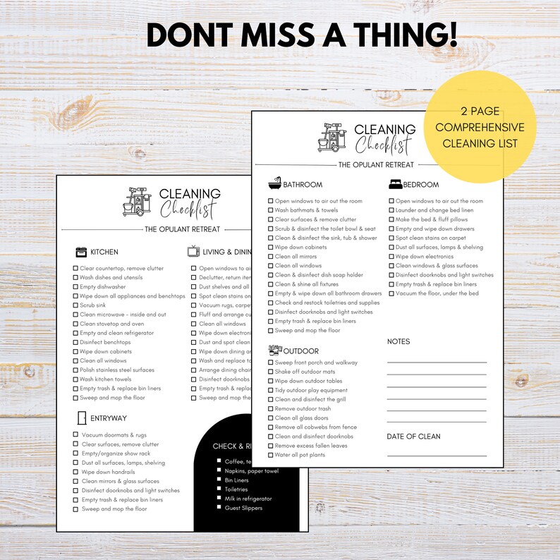 Airbnb Cleaning Checklist for Cleaner Editable Canva Template Air Bnb ...