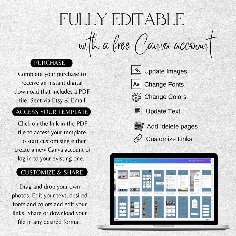 Coastal Airbnb Welcome Book: Mobile Canva Template (digital Download ...