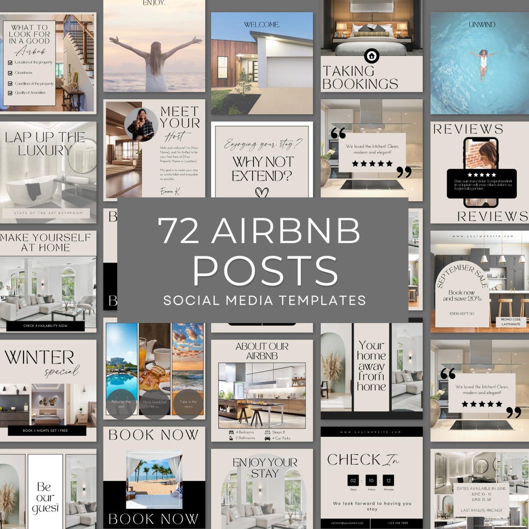 Airbnb Social Media Post Templates for Instagram Facebook, Airbnb ...